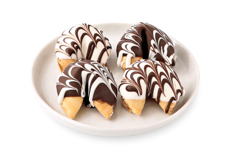 Chocolate-Dipped Fortune Cookies (4) - Desserts | Leeann Chin